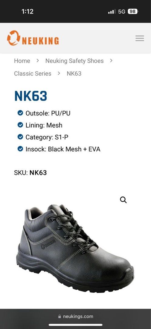 NK63 Neuking Safety shoes, Men's Fashion, Footwear, Boots on Carousell