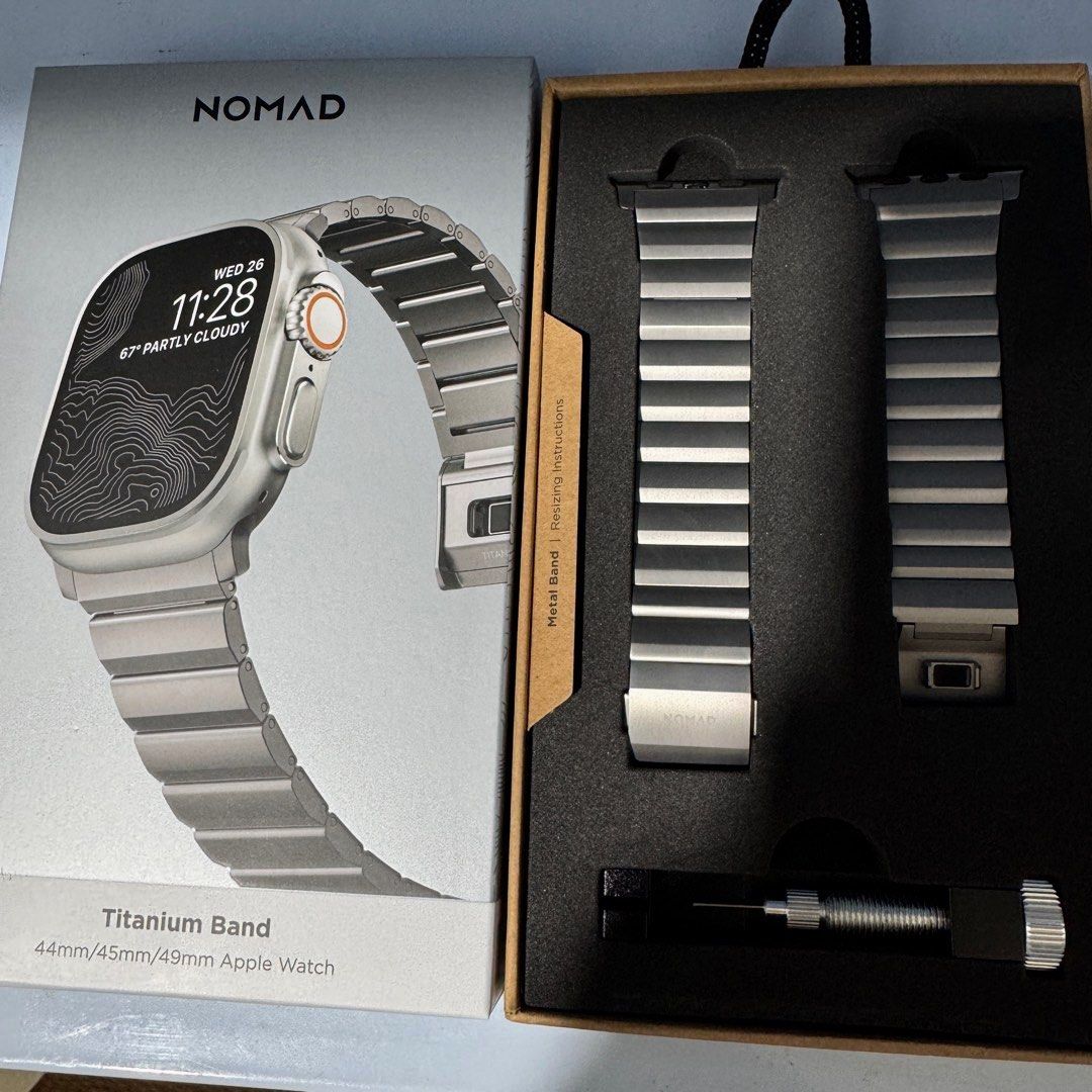 全新NOMAD Titanium Band V2 Apple Watch Ultra, 手提電話, 智能穿戴裝置及智能手錶 - Carousell