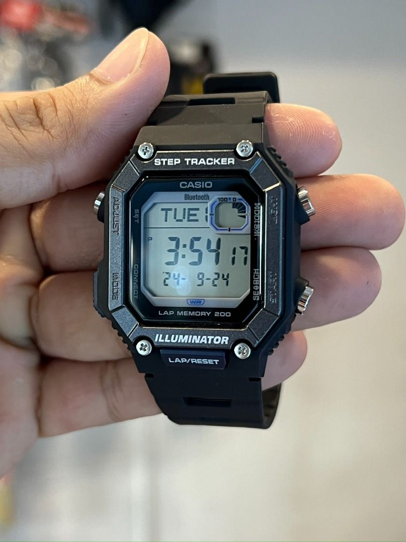 ORIGINAL CASIO Digital Step Tracker Smartphone Link Black Resin Band Watch WS-B1000-1A, Men's ...