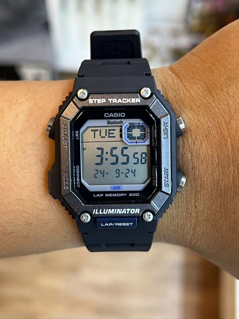 ORIGINAL CASIO Digital Step Tracker Smartphone Link Black Resin Band Watch WS-B1000-1A, Men's ...