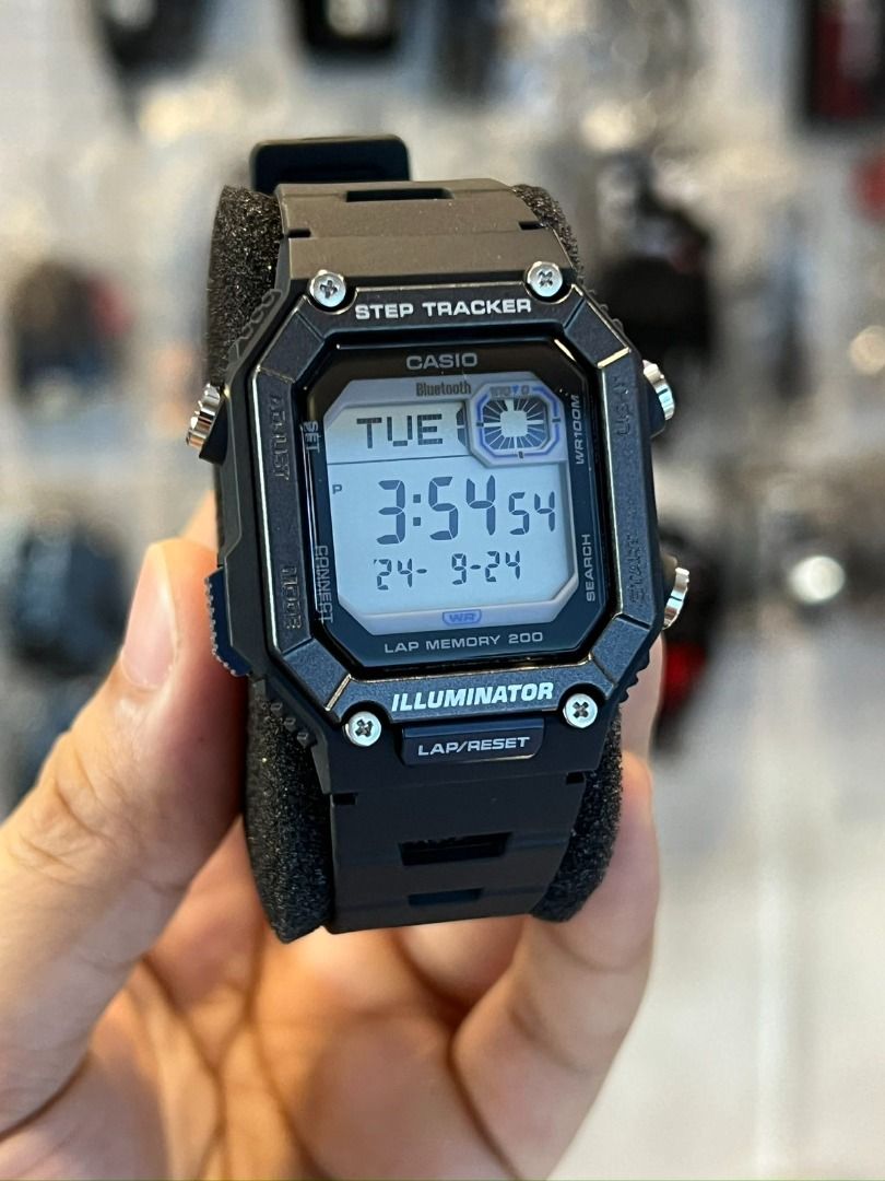 ORIGINAL CASIO Digital Step Tracker Smartphone Link Black Resin Band Watch WS-B1000-1A, Men's ...