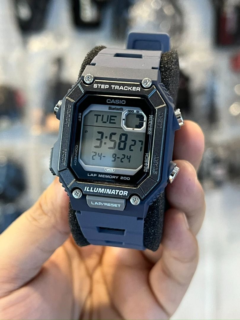 ORIGINAL CASIO Digital Step Tracker Smartphone Link Navy Resin Band Watch WS-B1000-2A, Men's ...