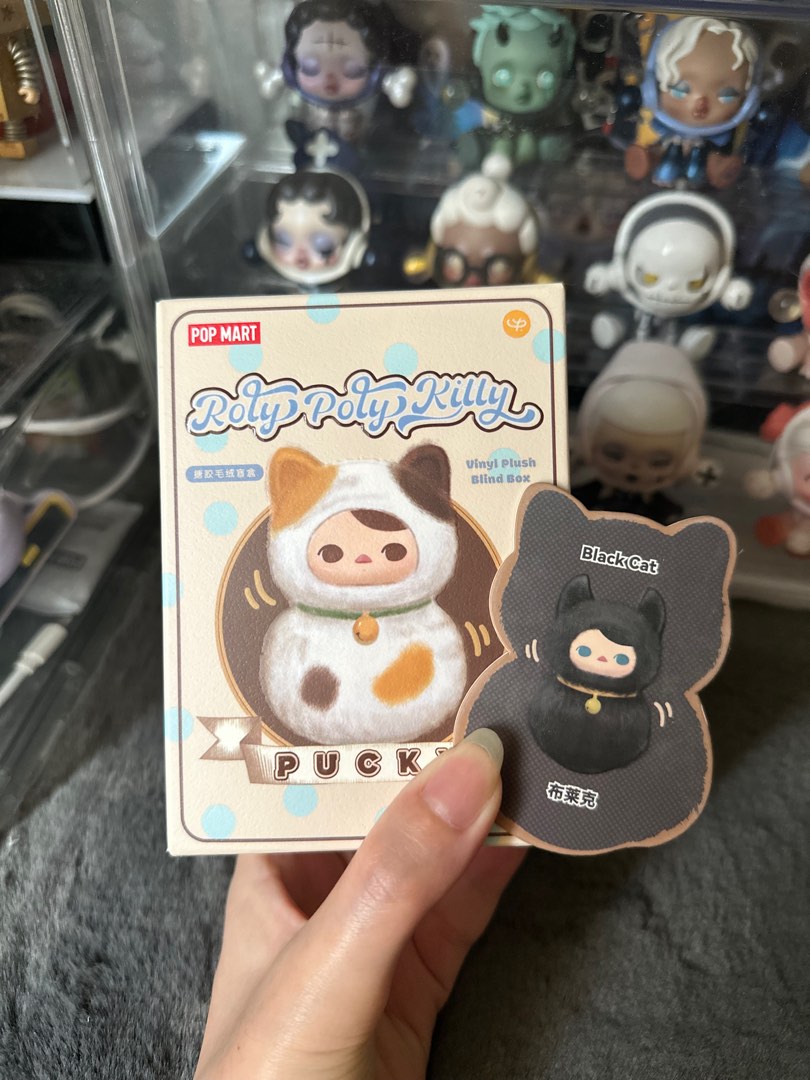 Popmart pucky roly poly kitty black cat, Video Gaming, Gaming ...