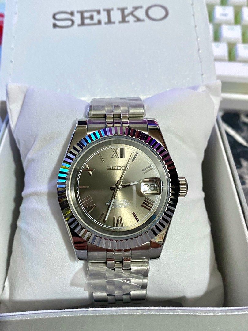 Seiko Mod Date Just Roman Dark Gray Dial, Men's Fashion, Watches ...