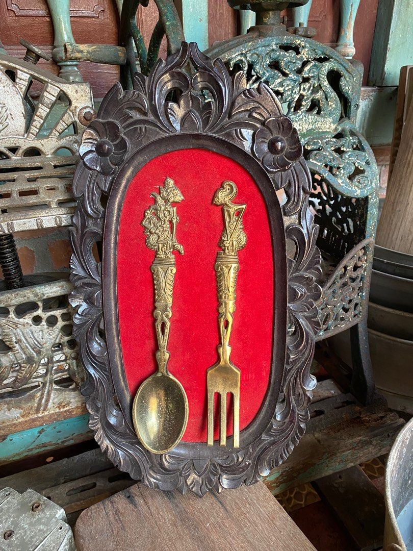 Sudu Garfu Wayang Kulit Tembaga Antik, Furniture & Home Living, Home ...