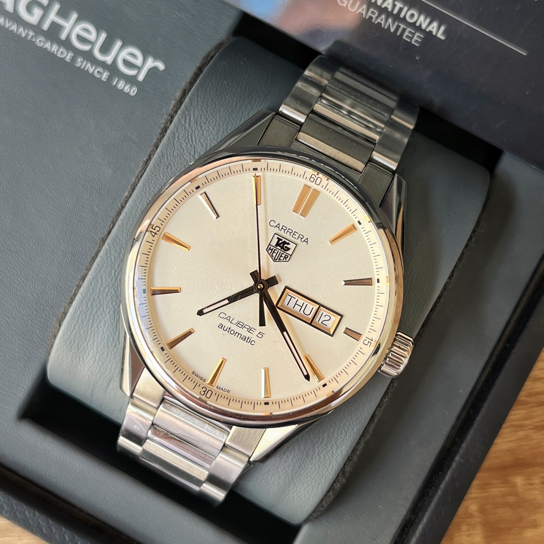 Tag Heuer Carrera Calibre 5 Day Date Rose Gold Hands & Indices, Men's ...