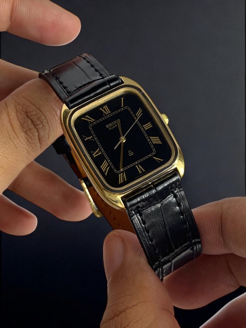 ULTRA RARE Vintage 1981 JDM Gold Seiko Tank Rare Black Roman Numeral Dial, Men's Fashion ...