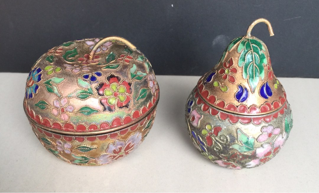 Vintage Apple And Pear Shape Cloisonne Jewellery Box, Hobbies & Toys ...