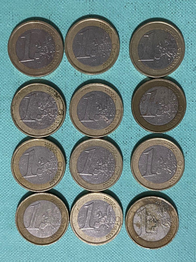 12 pcs of One Euro coins from 12 Different EU State Countries, Hobbies ...