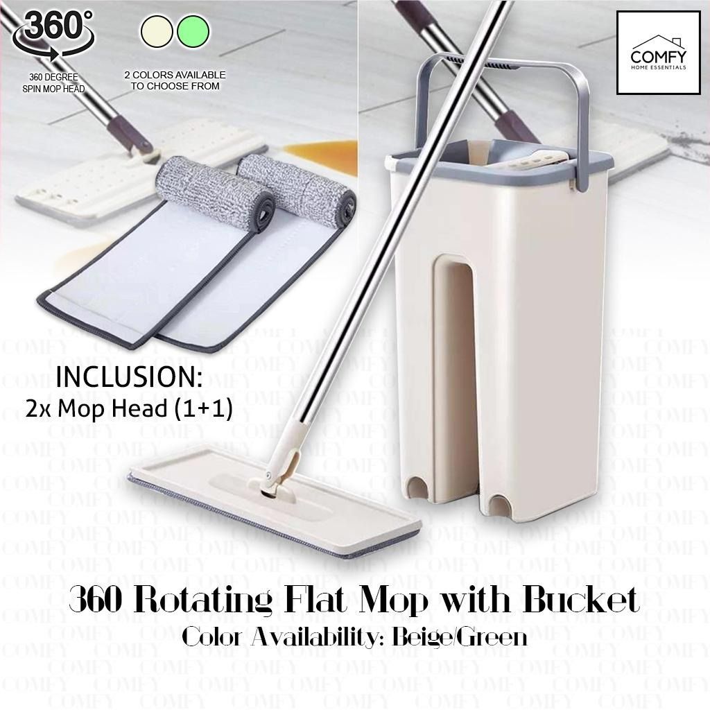 2 in 1 Smart Self-Wash Squeeze Dry Flat Floor Scrape Mop Bucket Tool ...