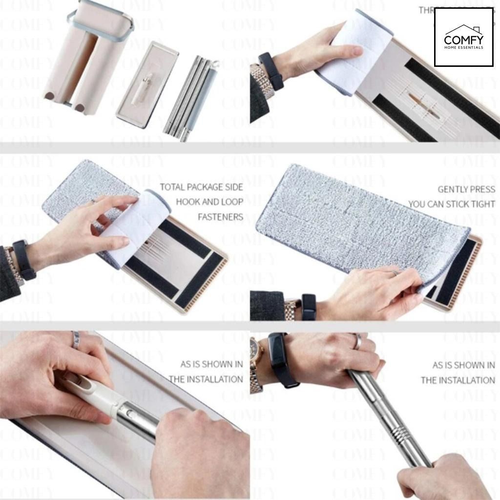 2 in 1 Smart Self-Wash Squeeze Dry Flat Floor Scrape Mop Bucket Tool ...