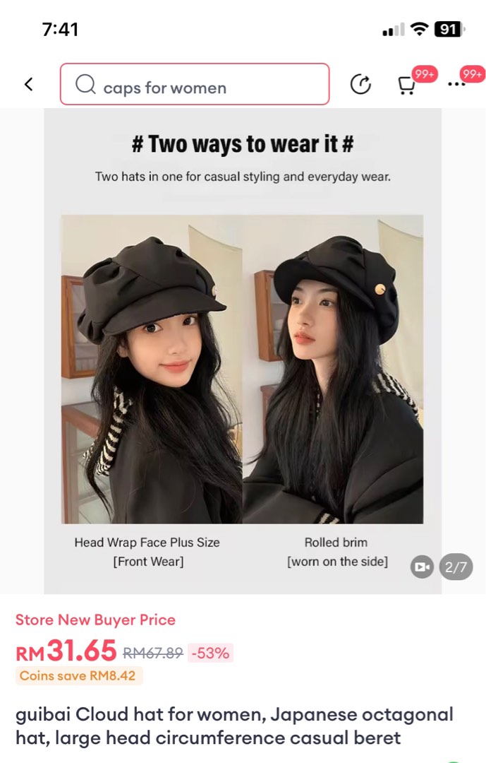 Brand new beret cap/hat in black, Women's Fashion, Watches ...