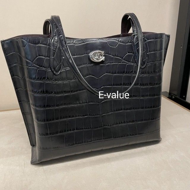 Coach Original Crocodile-Embossed Printed Willow Tote Shoulder Bag For ...