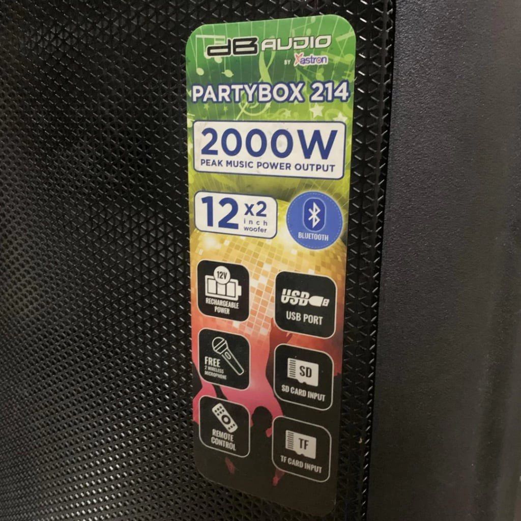 DBaudio Partybox 214 2000W Portable Karaoke Speaker w/ LED Dancing ...