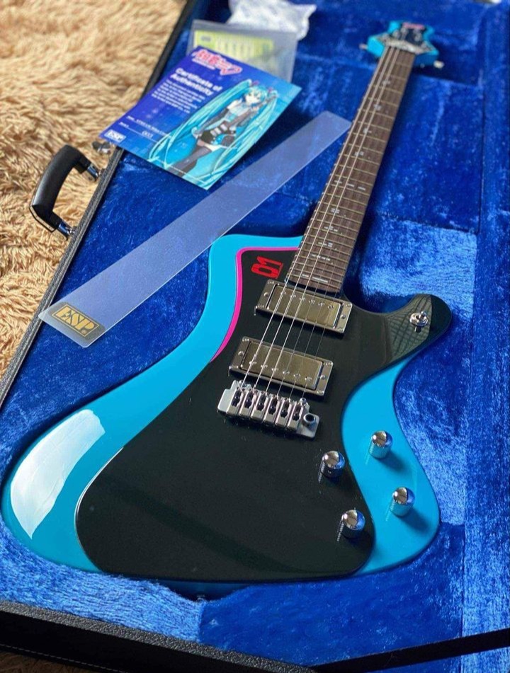 ESP 初音ミク 初音未來聯名電吉他 含限量盒 STREAM-Miku-Custom 編號003 送miku stomp效果器 限面交, 書籍、休閒與玩具, 樂器、音樂相關, 樂器在旋轉拍賣