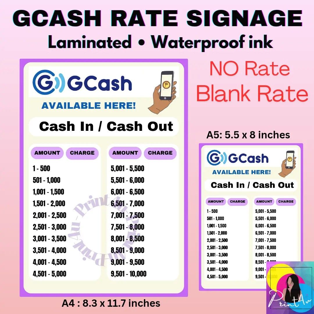 Gcash Rate - Signage Laminated, Furniture & Home Living, Home Decor ...