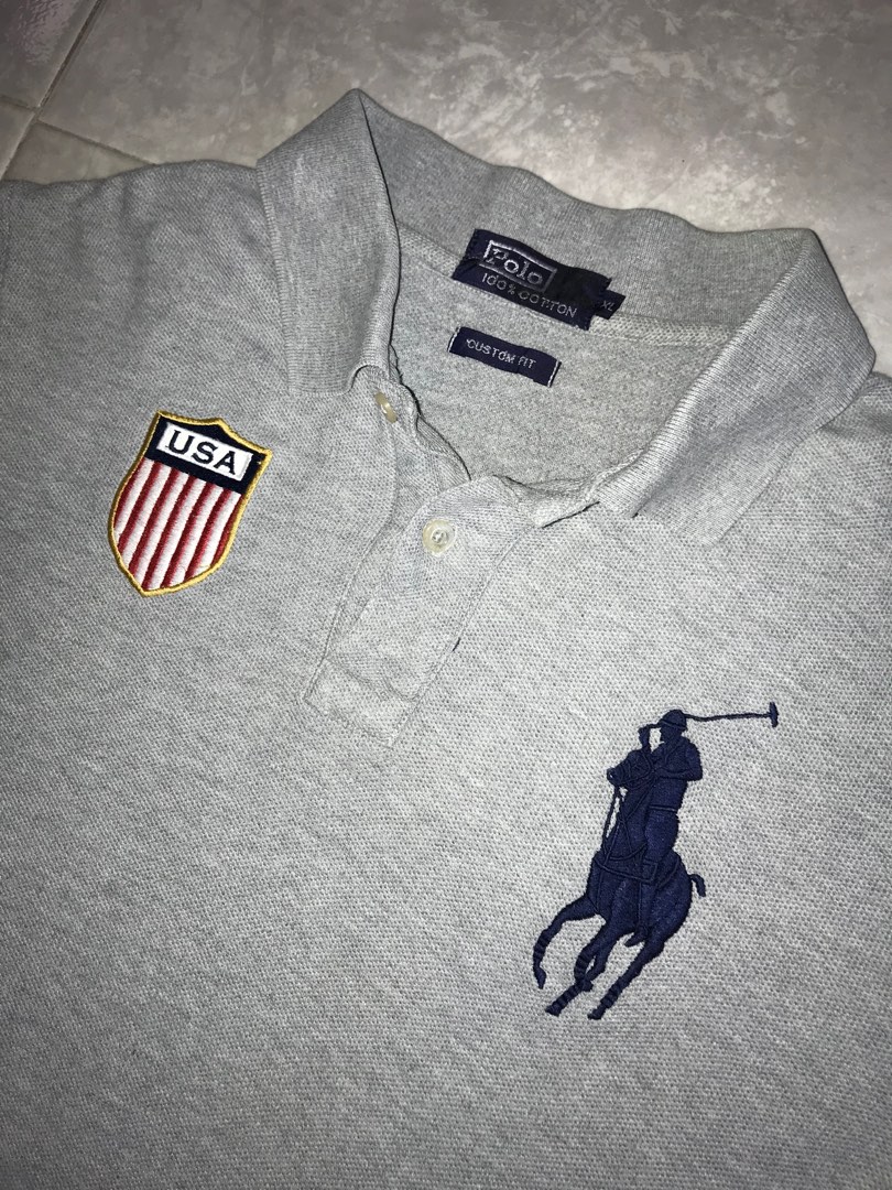 Grey Big Pony Polo Ralph lauren USA, Men's Fashion, Tops & Sets, Tshirts & Polo Shirts on Carousell