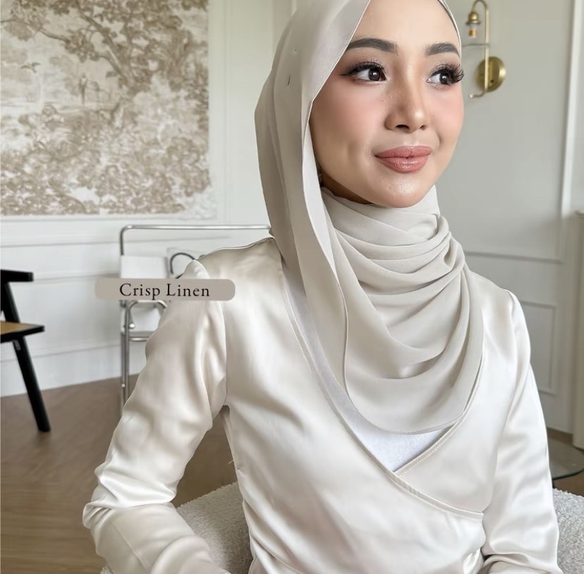 Guzel.Kl chiffon silk in Crisp linen, Women's Fashion, Muslimah Fashion ...
