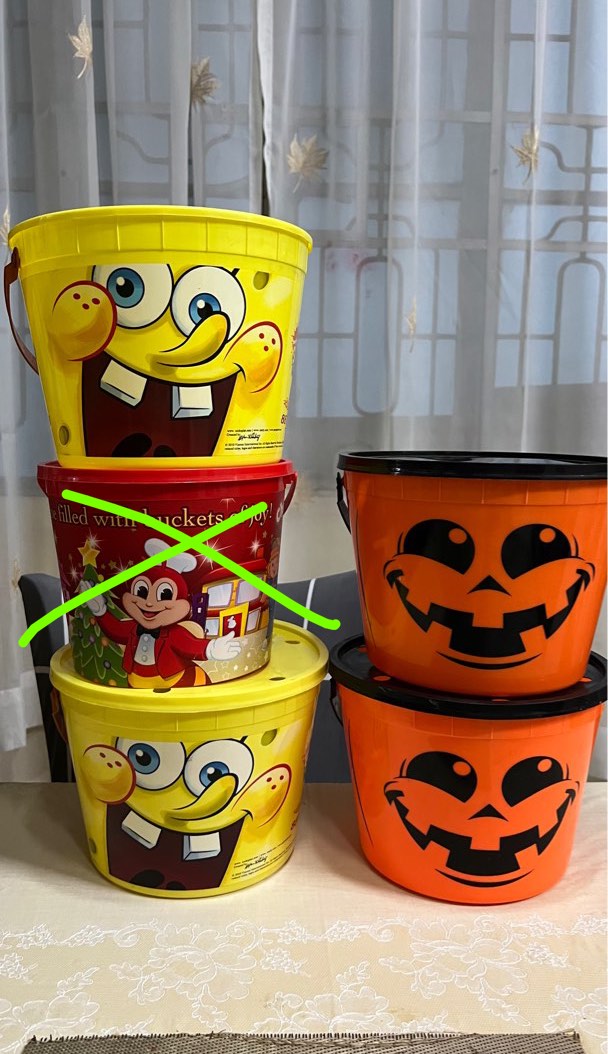 KFC Sponge Bob BUCKET / Jollibee BUCKET / Holloween BUCKET CONTAINER ...