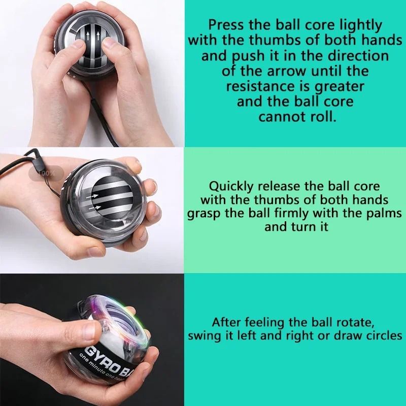 LED Gyroscopic Ball Autostart Range Gyro Power Wrist Ball Self Start ...