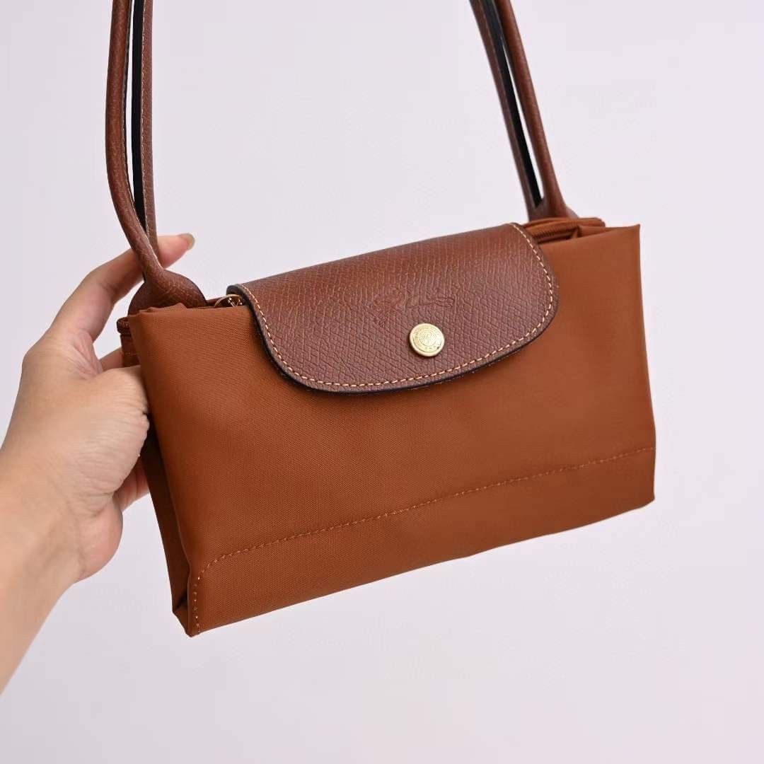 Longchamp Le Pliage Classic in Cognac - Medium and Large Long Handle ...