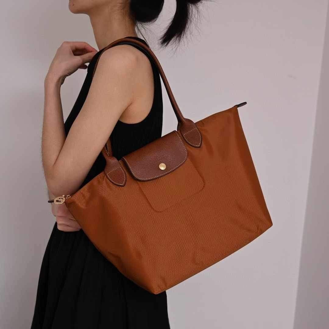 Longchamp Le Pliage Classic in Cognac - Medium and Large Long Handle ...