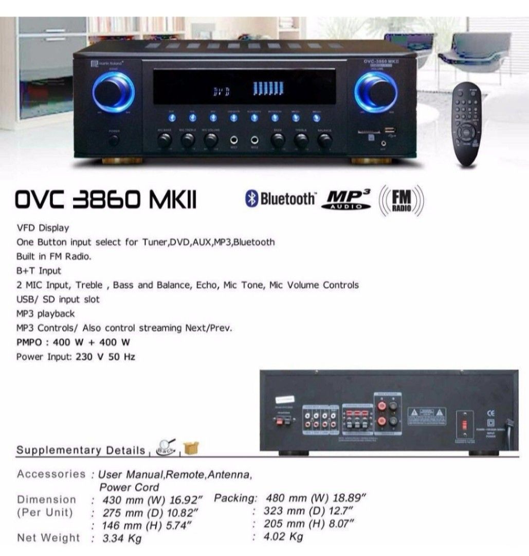 Martin Roland OVC 3860 MKII Karaoke Set comes with 2 speaker, Audio ...