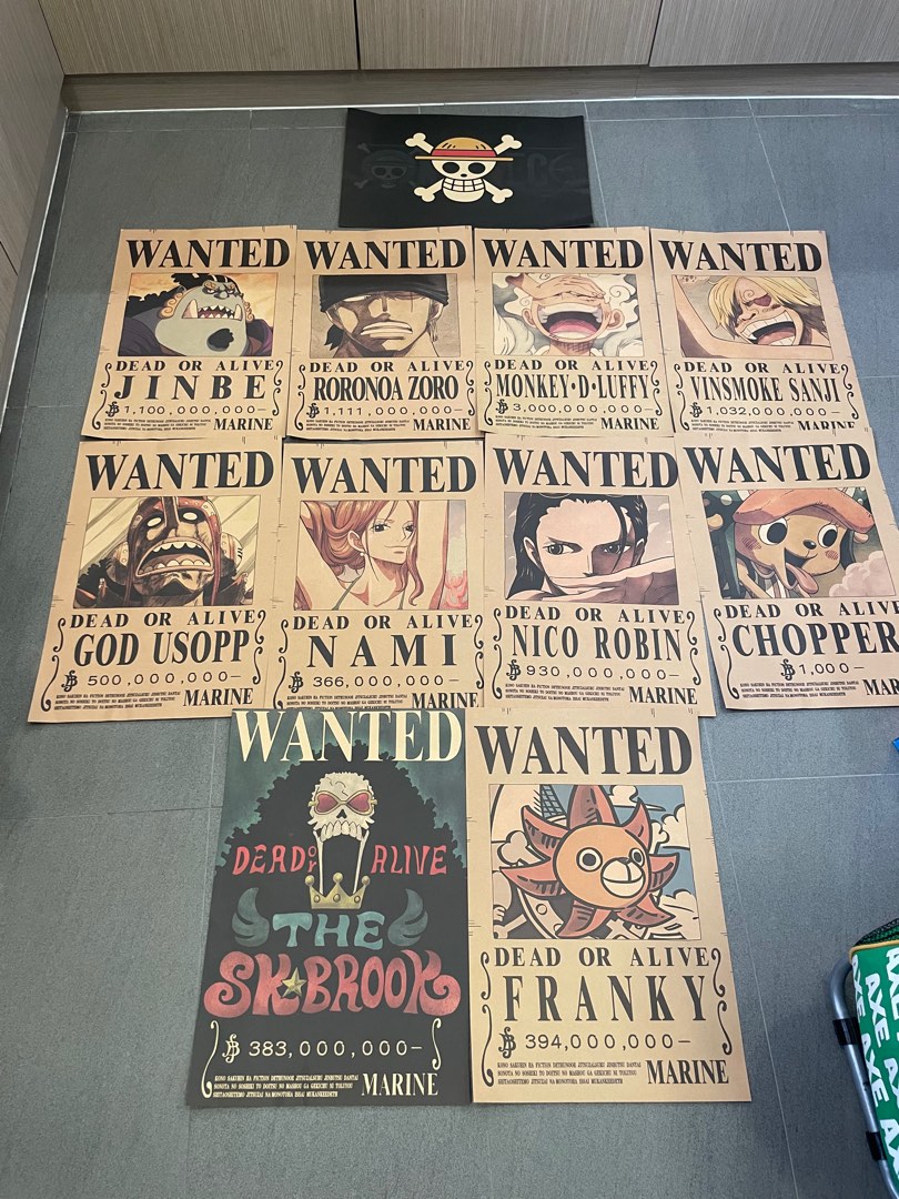 One Piece Strawhats Wanted Posters set ( 11 posters), 興趣及遊戲, 手作＆自家設計 ...
