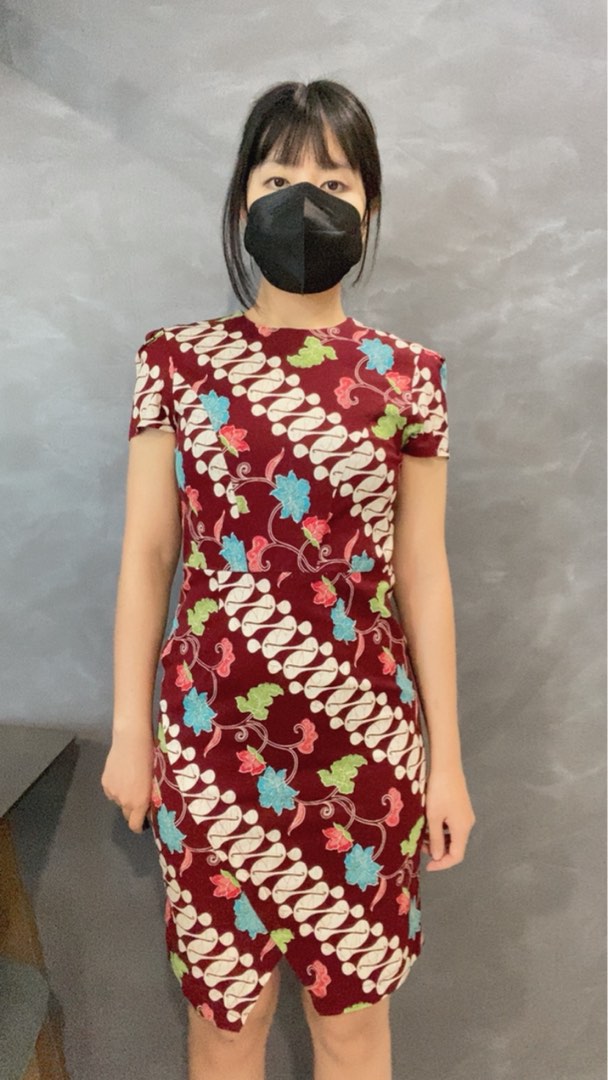Red Batik Dress, Women's Fashion, Dresses & Sets, Dresses on Carousell