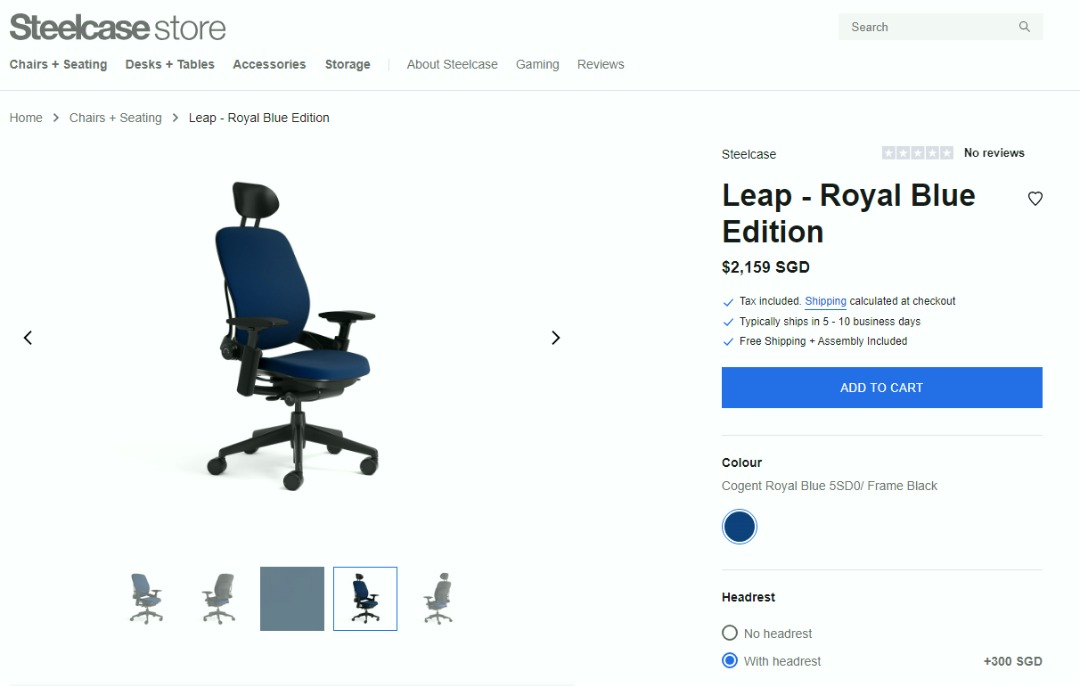 Steelcase Leap V2 Royal Blue Edition (Cogent) from Singapore Authorized ...