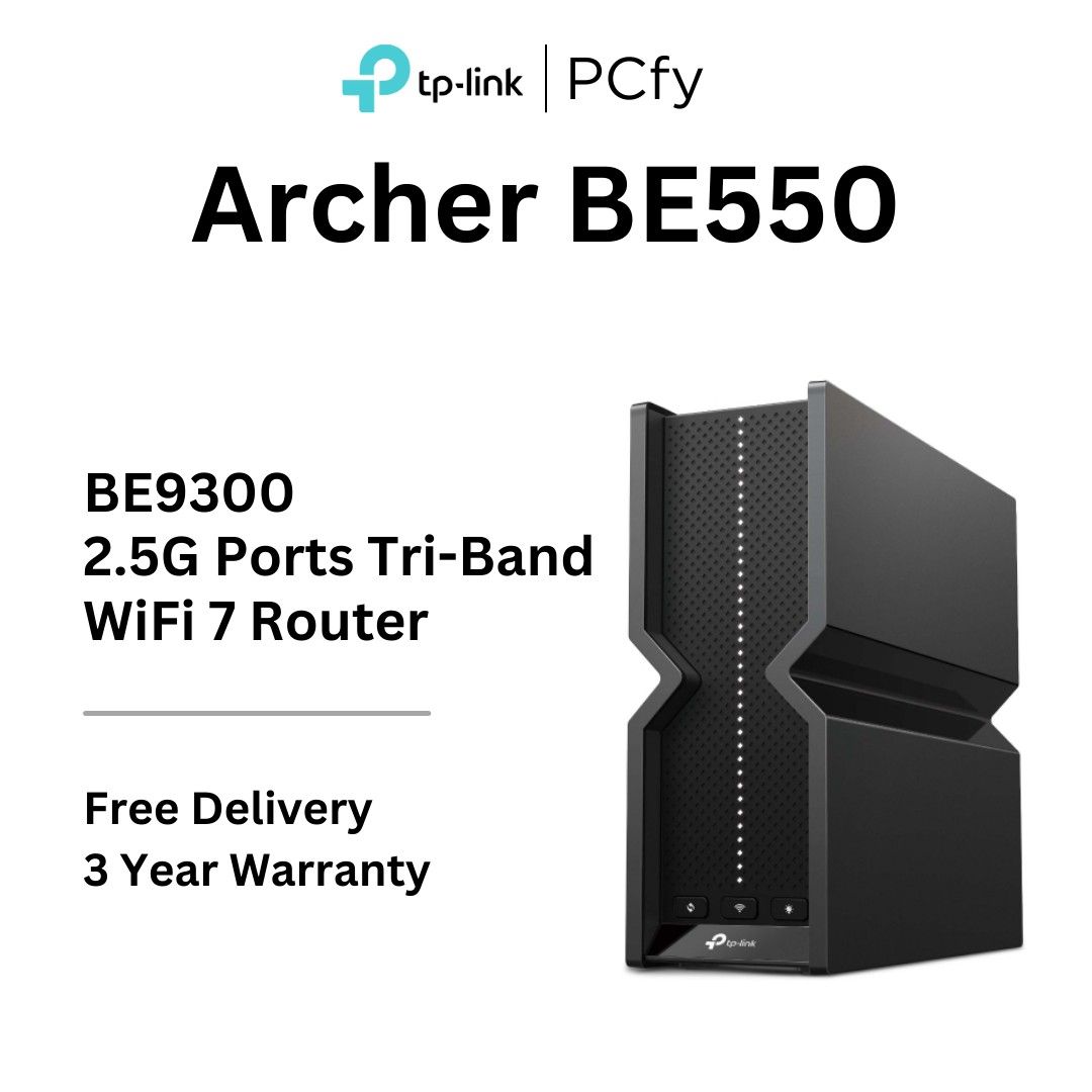 TP-LINK Archer BE550 (FREE DELIVERY) BE9300 Tri-Band and WiFi 7 Router ...