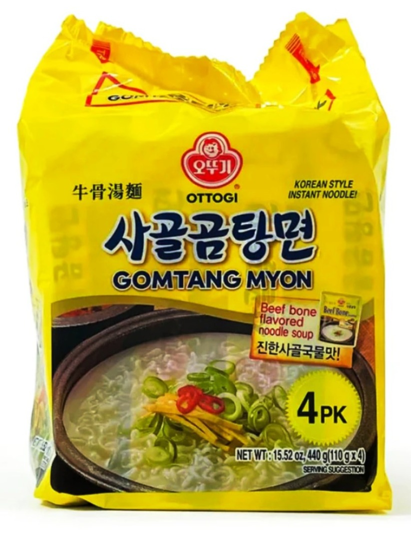全新 韓國製造 BBD 2024年10月15日 知名食物品牌 不倒翁 牛骨湯麵 拉麵 110g x 4 = 440g 即食麵 4包裝 Ottogi Gomtang Myon Korean ...