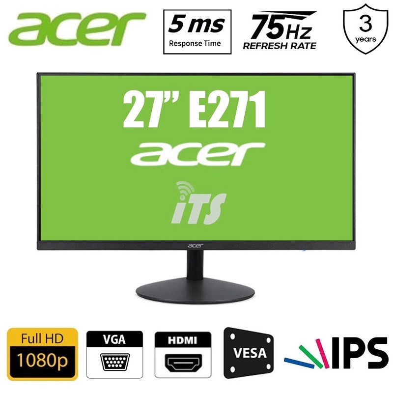 Acer 27" E271 IPS 5ms 75Hz Monitor (HDMI/VGA), Computers & Tech, Parts & Accessories, Monitor ...