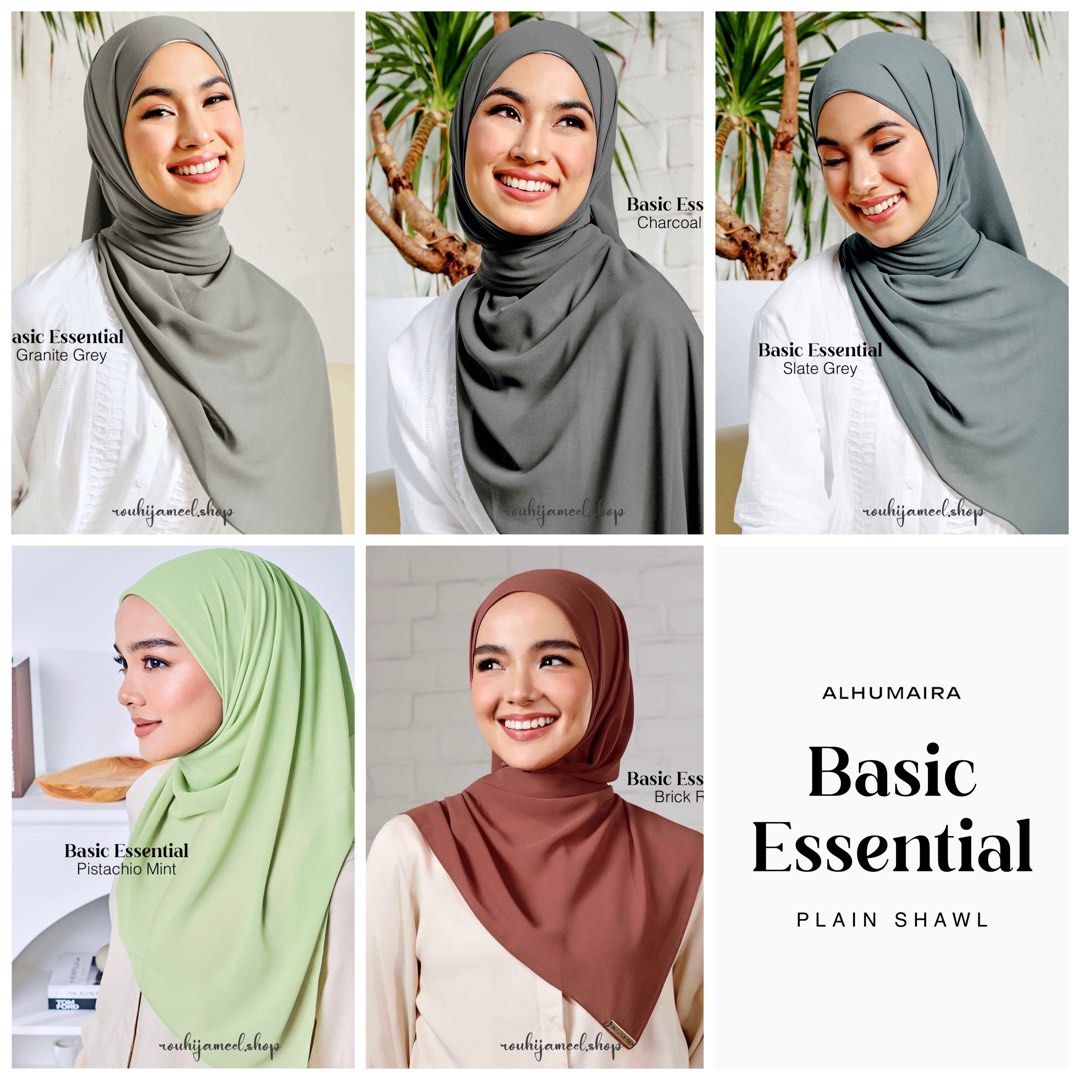 Basic Essential Plain Shawl by Alhumaira, Women's Fashion, Muslimah Fashion, Hijabs on Carousell