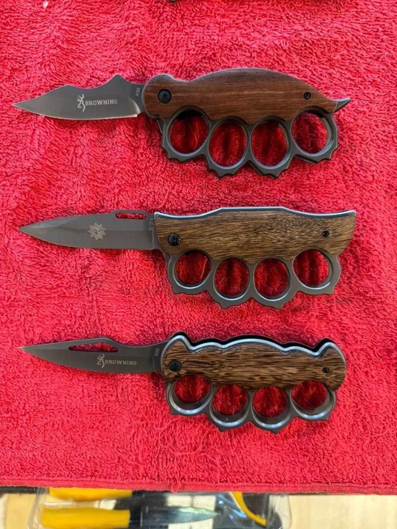 Browning X80 Rosewood Handle Knuckle Duster Folding Knife, Hobbies ...