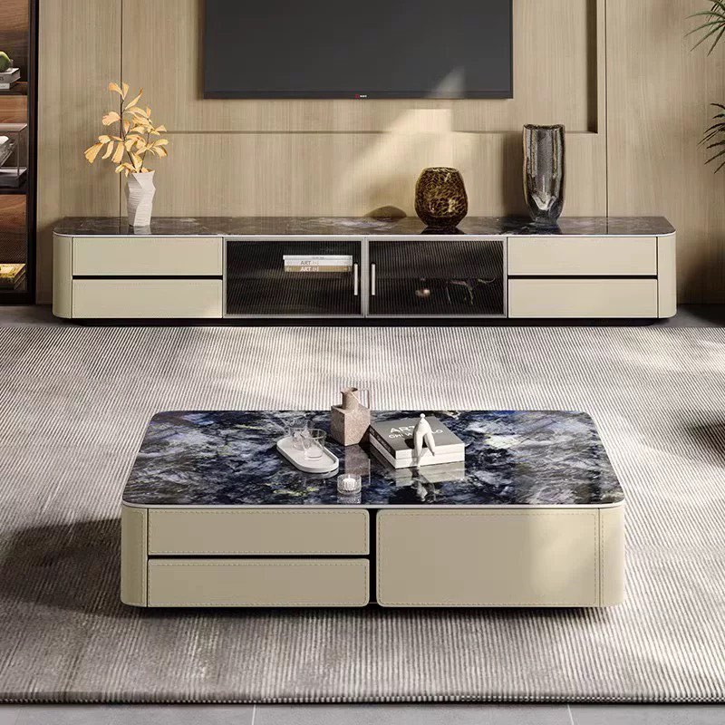 FELEN Modern Saddle Leather TV Console, Furniture & Home Living ...