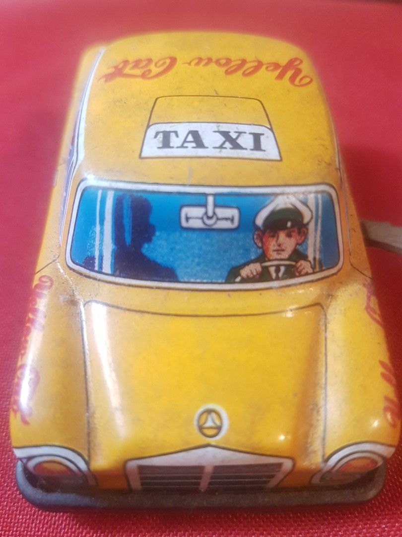 JAPAN MADE ANTIQUE TIN TOY WIND UP VINTAGE TAXI CAR YELLOW CAB, Hobbies ...