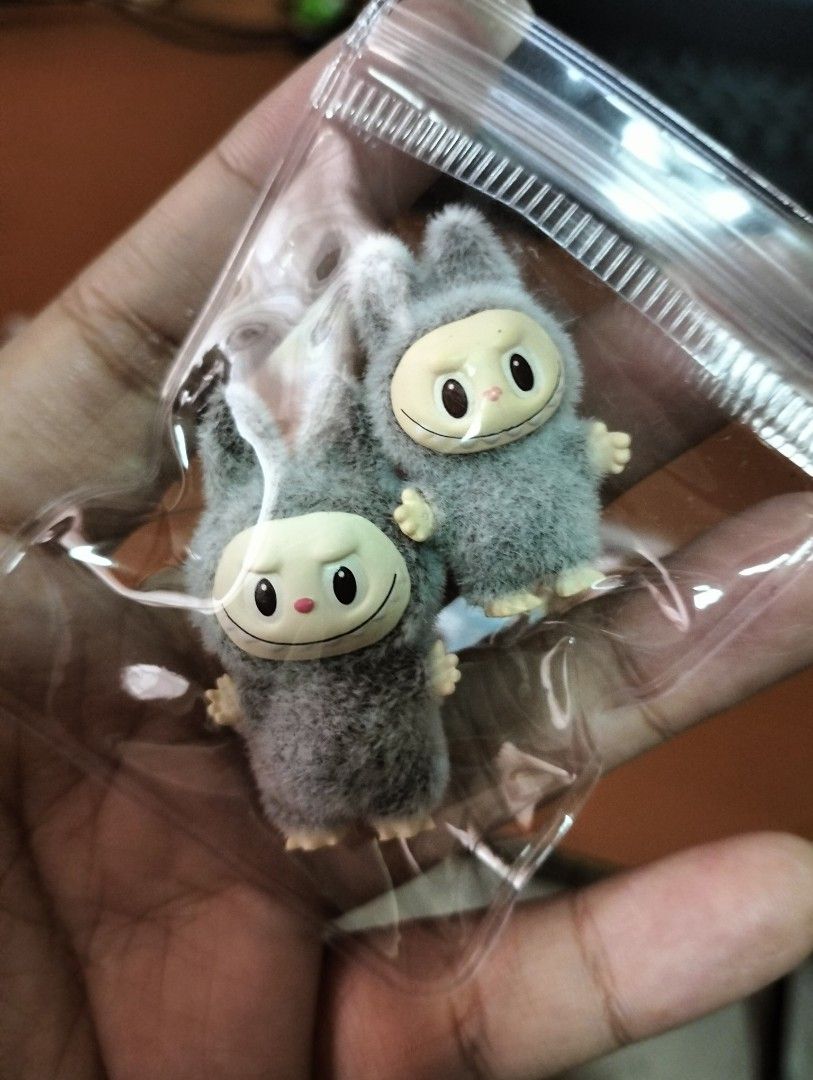 Mini labubu army green & chestnut color , yoga blue mini labubu ...