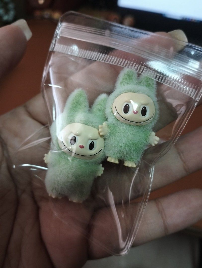 Mini labubu army green & chestnut color , yoga blue mini labubu ...