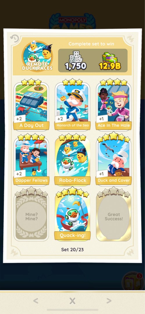 Monopoly Go Sticker Duck And Cover set 20, Hobbies & Toys, Toys & Games ...
