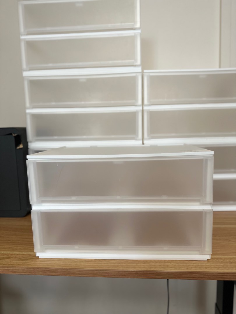 Nitori 2 Tier Drawer - Translucent + White Exterior, Furniture & Home Living, Home Improvement ...