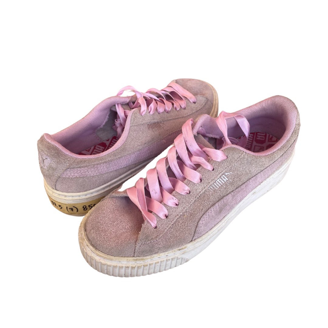 PUMA Pink Suede Ribbon Platform, Women's Fashion, Footwear, Sneakers on ...
