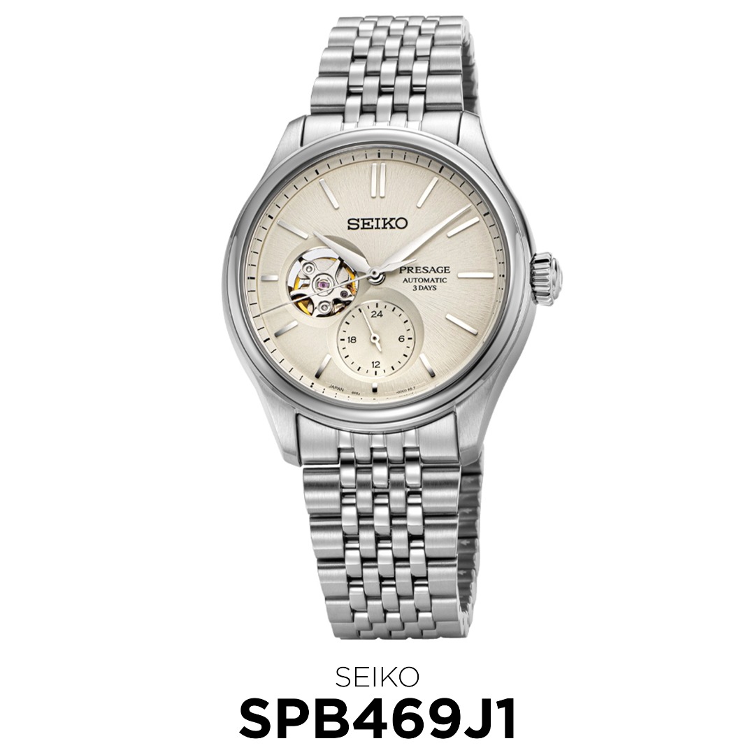 Seiko Presage SPB469 SPB469J1 Open Heart Creamy White Dial Automatic ...
