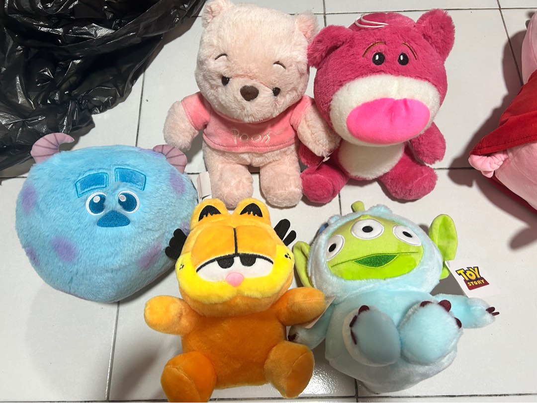 Soft Toys -Pooh, Garfield, Toy Story Alien, Lotso, Pixar Monster Inc ...