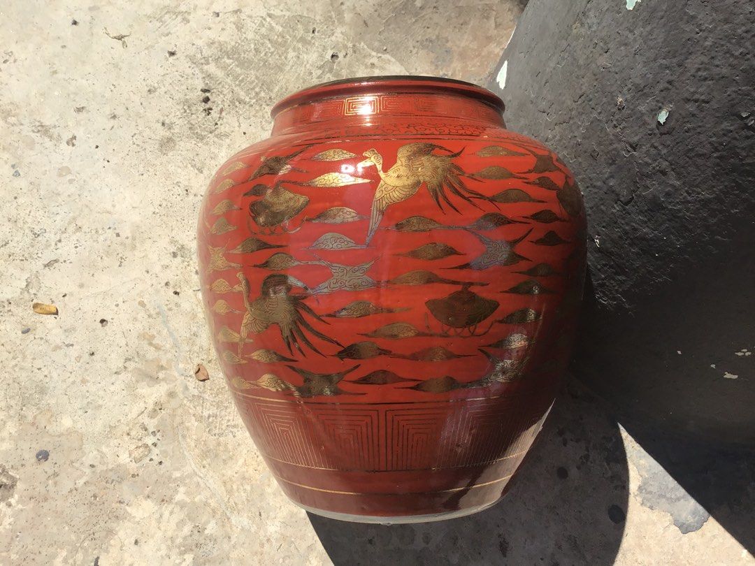 Vintage Japanese Kutani Ware Red Gold Gilt Eiraku Vase., Furniture ...