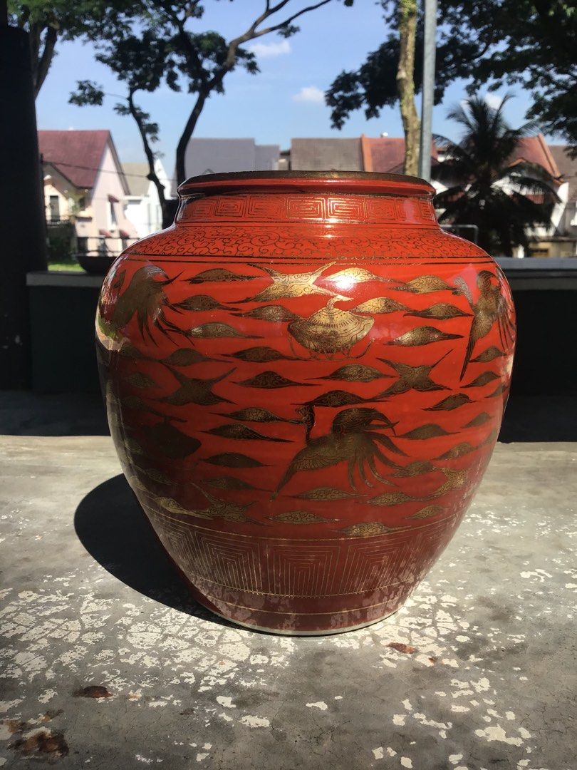 Vintage Japanese Kutani Ware Red Gold Gilt Eiraku Vase., Furniture ...