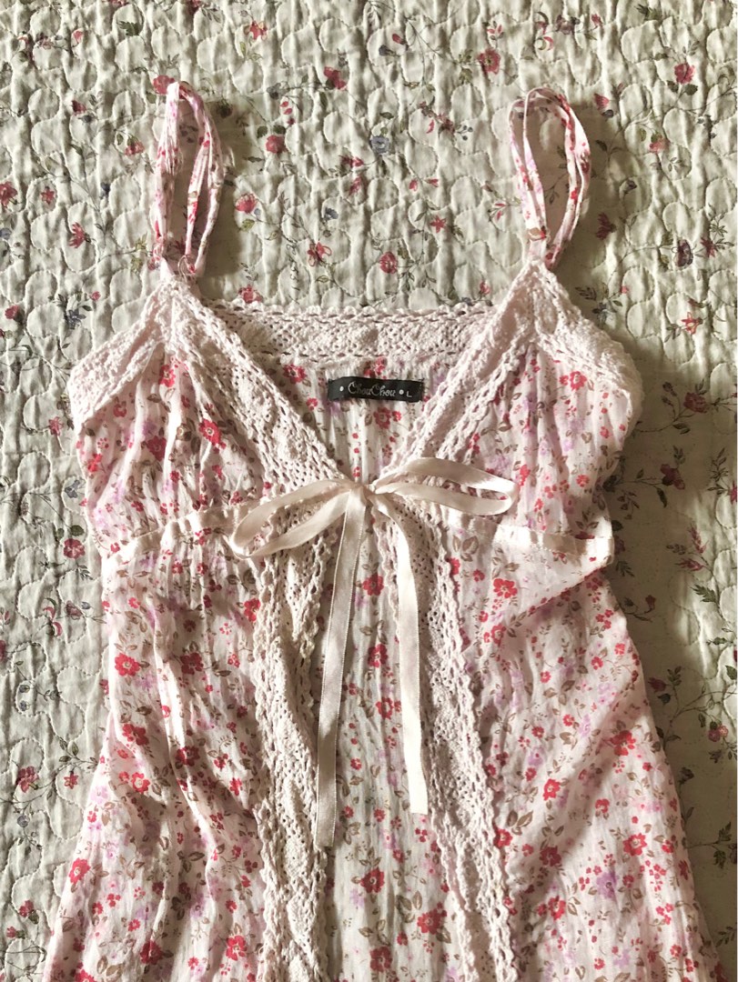 y2k coquette floral authentic Chou Chou lacey ribbon camisole, Women's ...