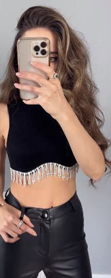 Zara Black Top with diamonds BNWT, Women's Fashion, Tops, Sleeveless on ...