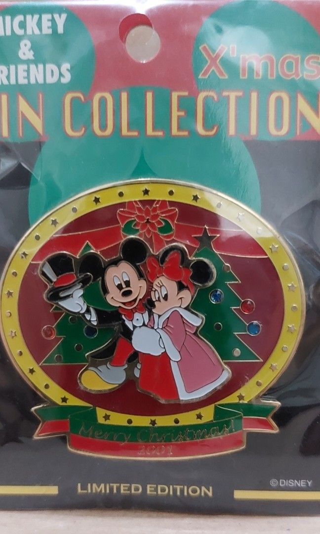 2001 Disney Merry Christmas Mickey Minnie Mouse Collectible Pin Badge ...