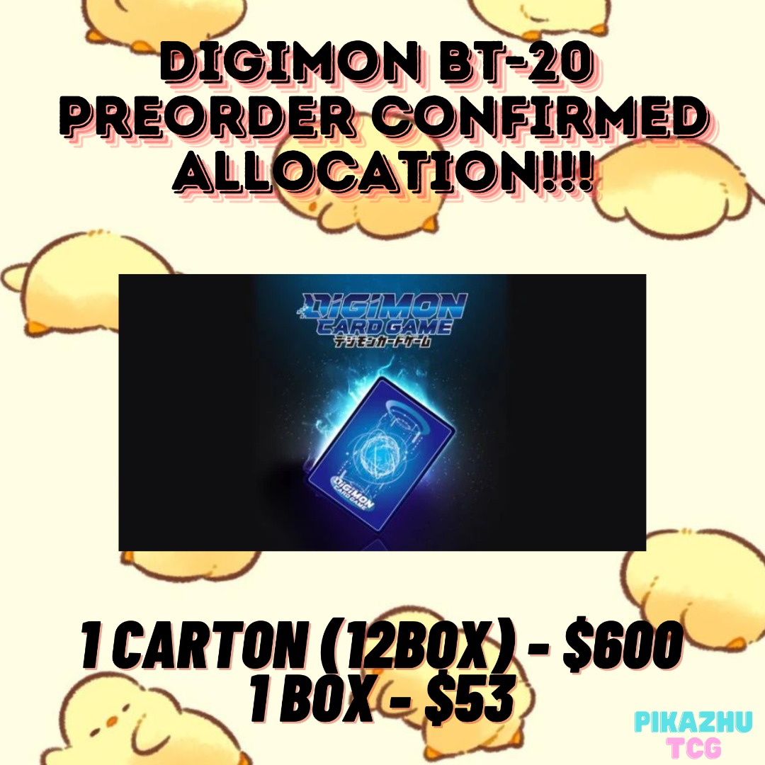 BT-20 Digimon preorder CONFIRMED ALLOCATION!/ bt-11/ bt-12/ Bt-14/ BT-16/ lm-01/ lm01/ lm1/ lm ...